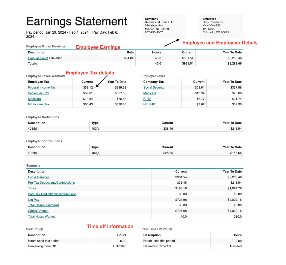 How do I read my pay stub as an employee?